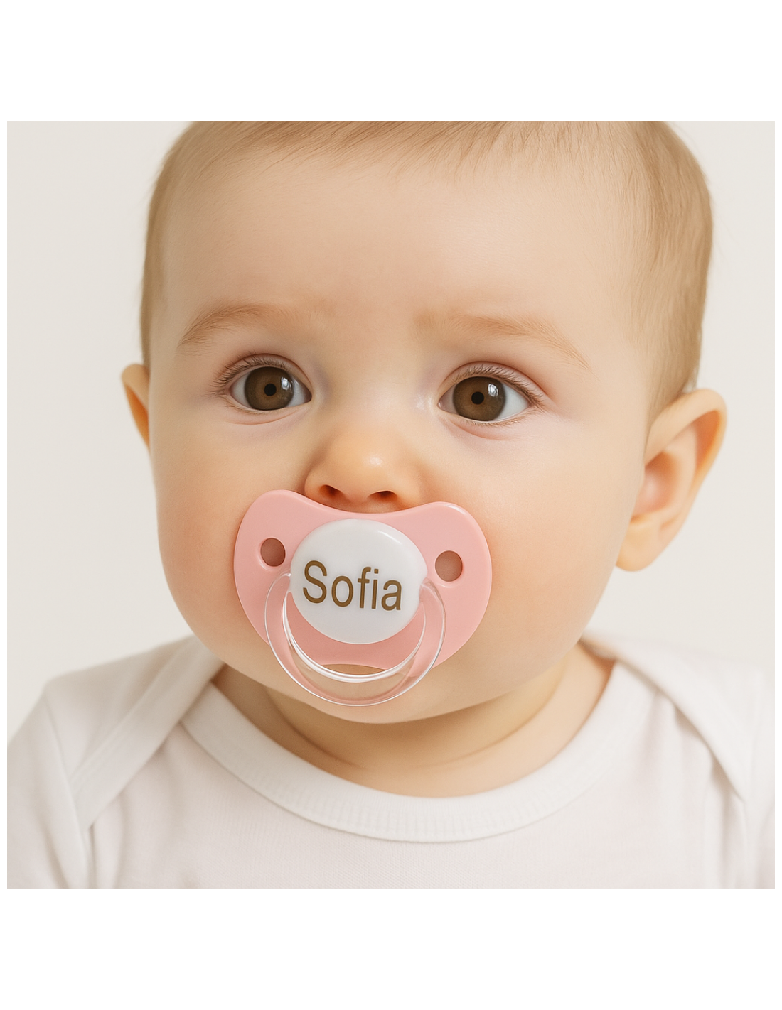 Dos chupones personalizados y guardachupón | Regalo único para bebé